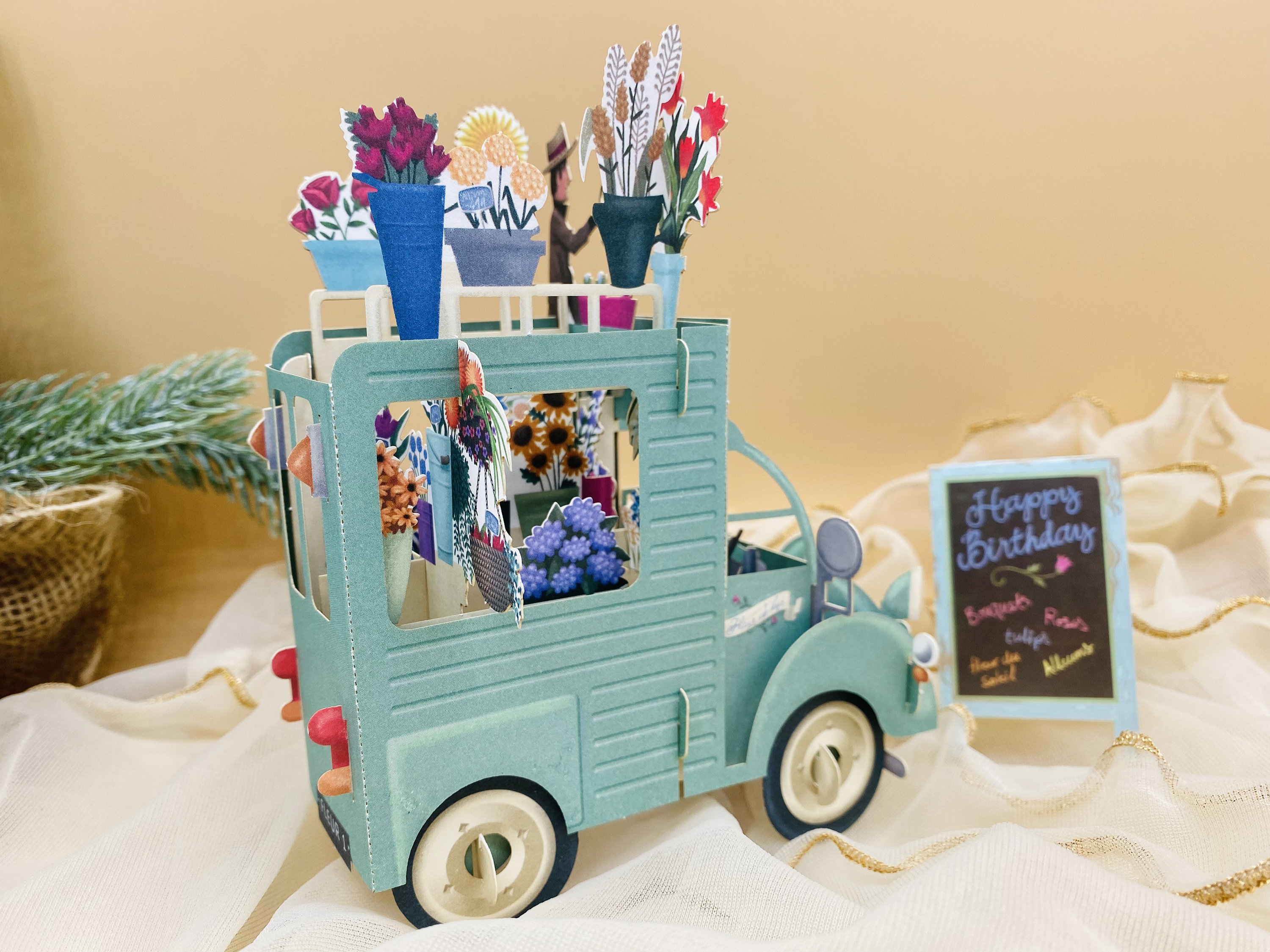 Car & Flowers Card 3D Pop up Card Birthday Card Happy - Etsy