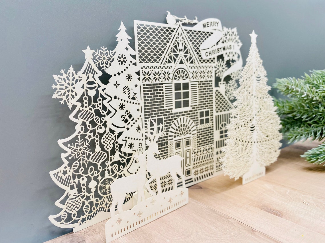 Christmas Paper Cut 3D Pop up Christmas Card Christmas Tree - Etsy