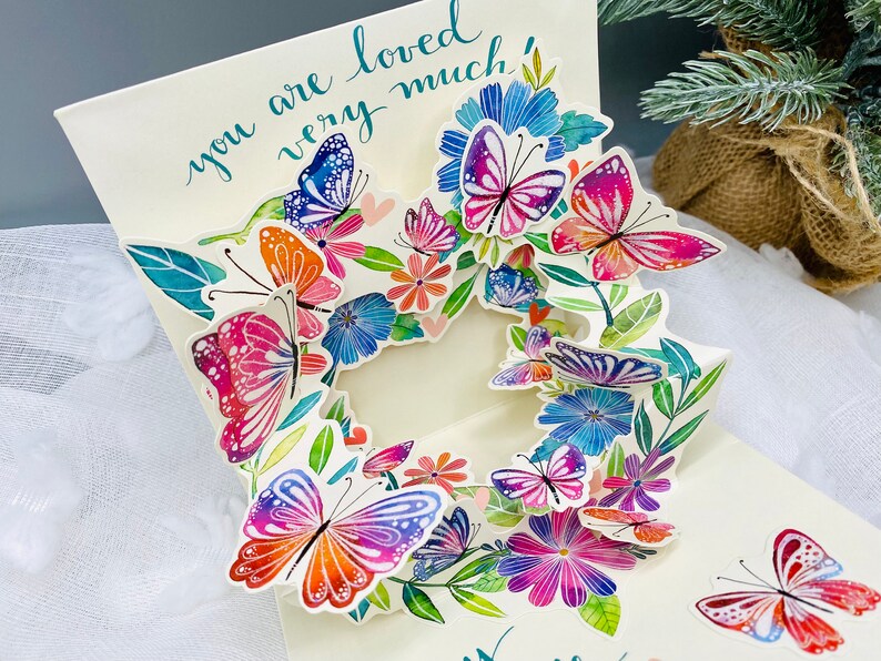Butterfly Wreath, Pop up Card Mothers Day, 3D Card, Pop up Card ...