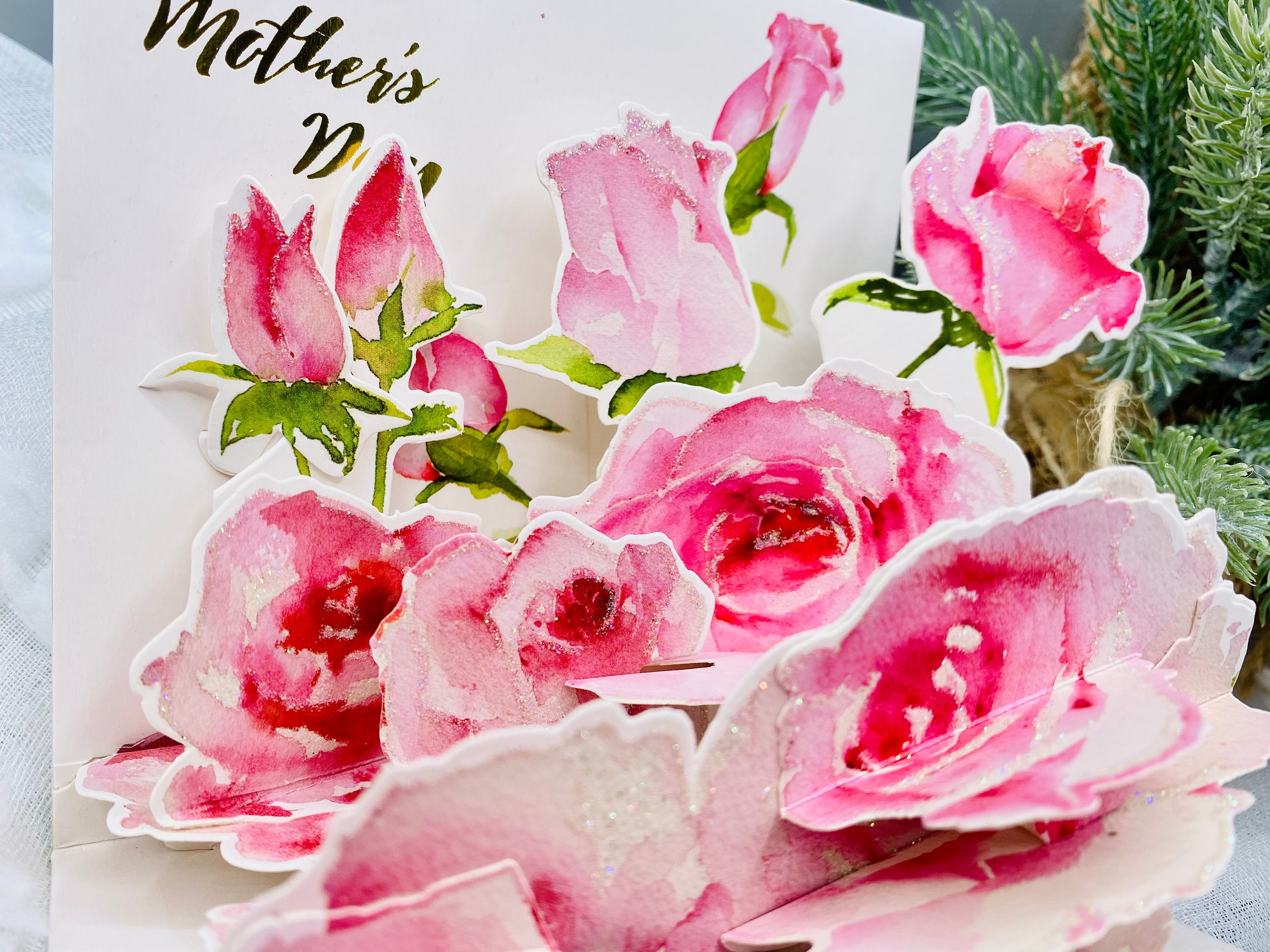 Roses for Mom Flower Card Pop up Card 3D Card Greeting | Etsy