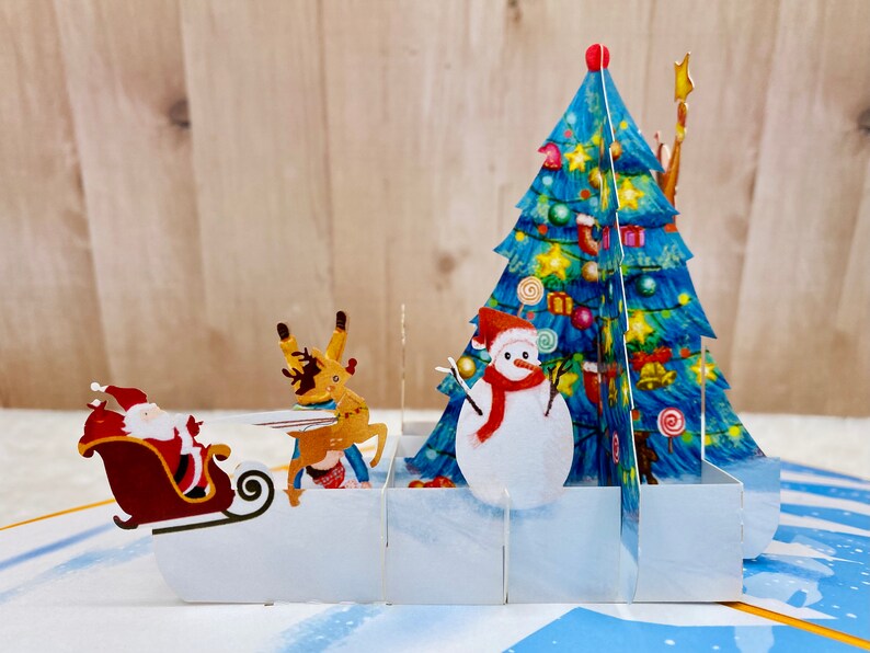 Christmas Fun 3D Pop up Card 3D Christmas Card Watercolor - Etsy