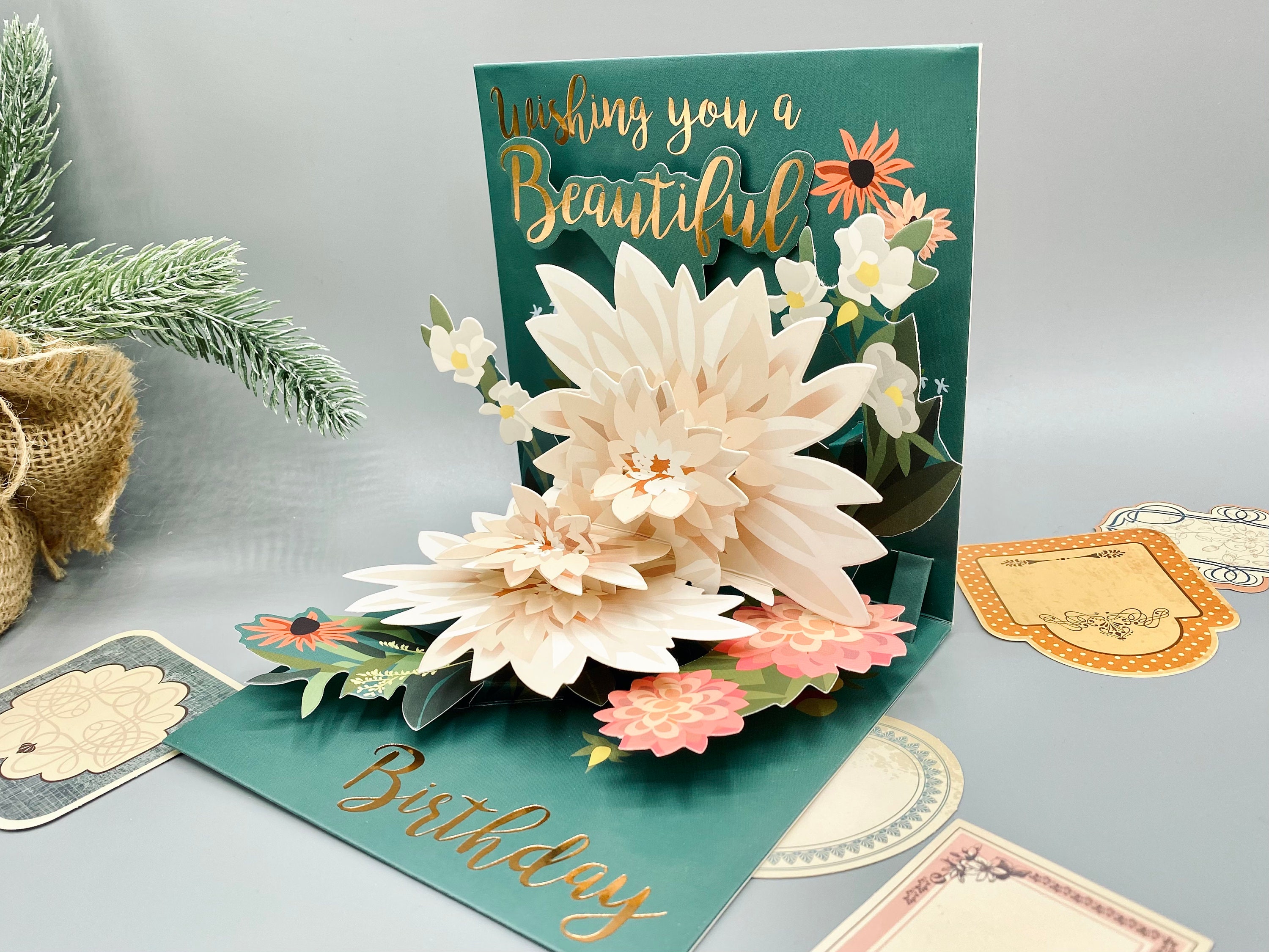 Birthday Flowers, Flower Card, Birthday Card, Pop up Card, 3D Card ...