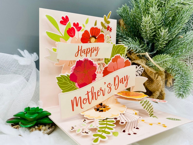 Bouquet for Mom, Flower Card, Pop up Card, 3D Card, Greeting Card ...