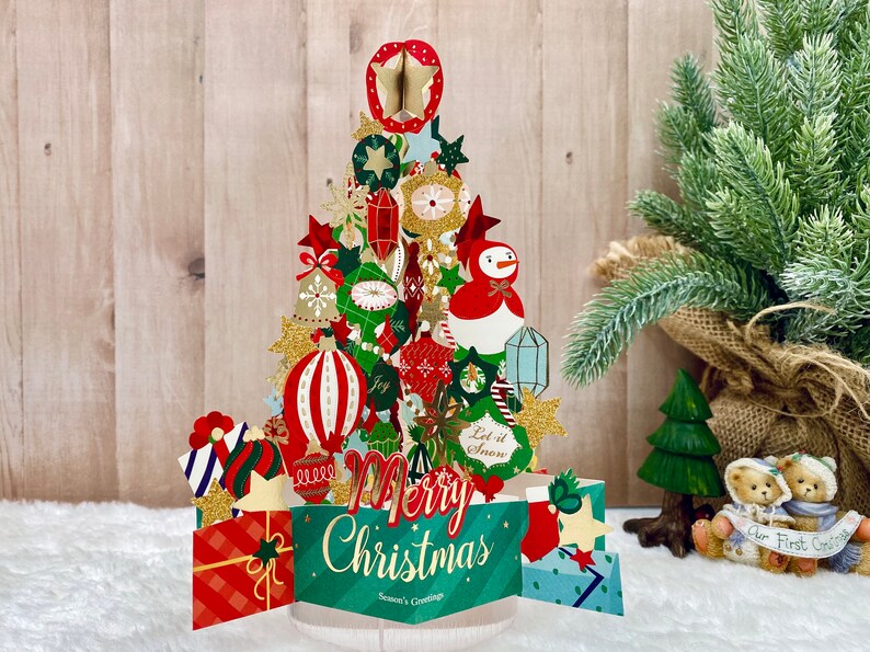 Pop up Christmas Tree Card 3D Pop up Christmas Card Laser | Etsy