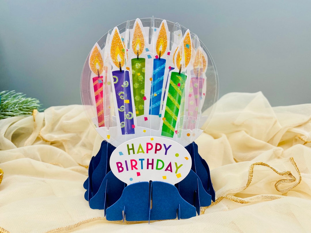 Snow Globe Pop up Card, 3D Birthday Card, Birthday Candles - Etsy