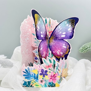 Butterfly, Flowers, Garden, Pop up Card, 3D Card, Anniversary Pop up ...