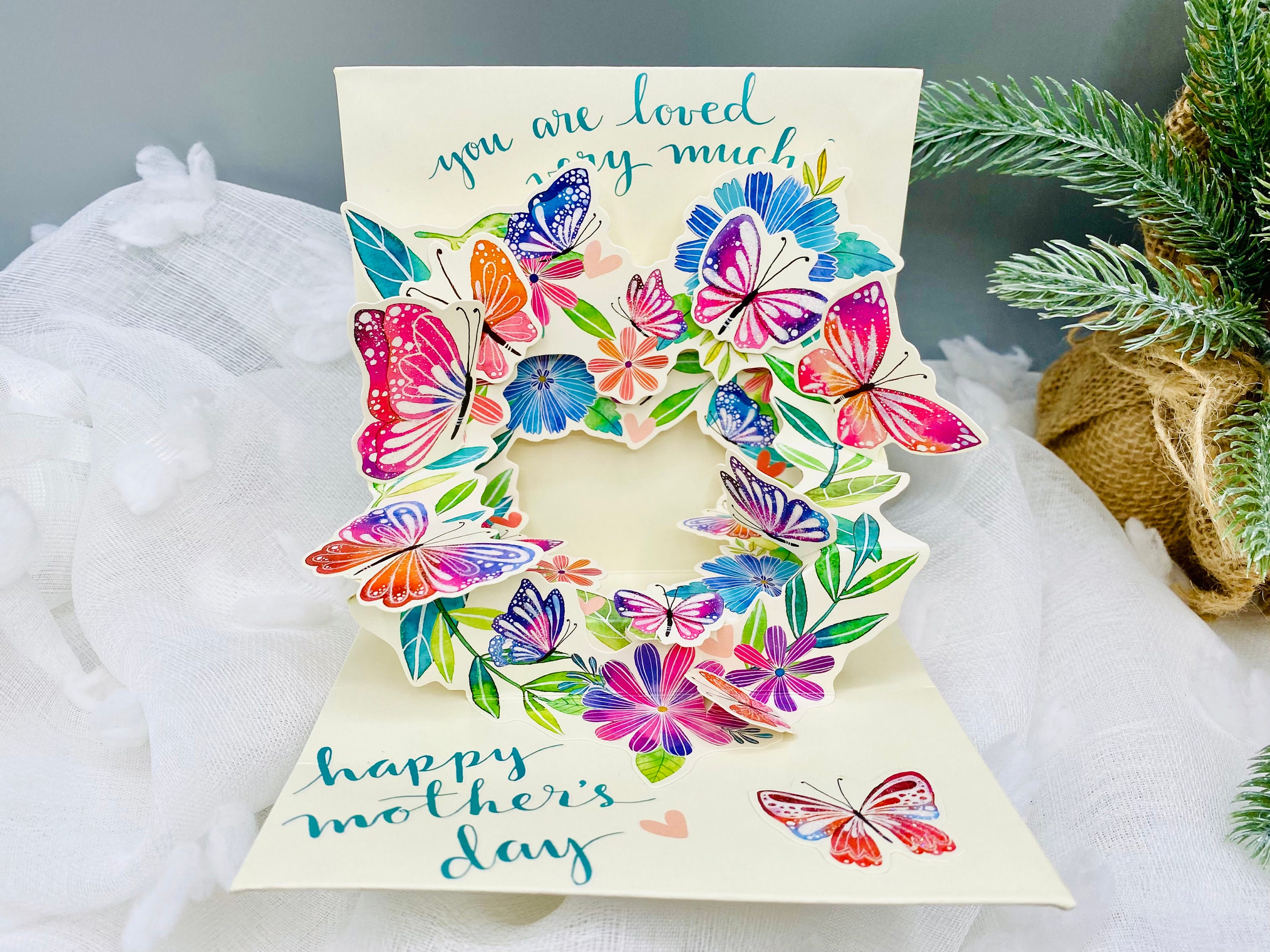 Butterfly Wreath Pop Up Card Mothers Day 3D Card Pop up | Etsy