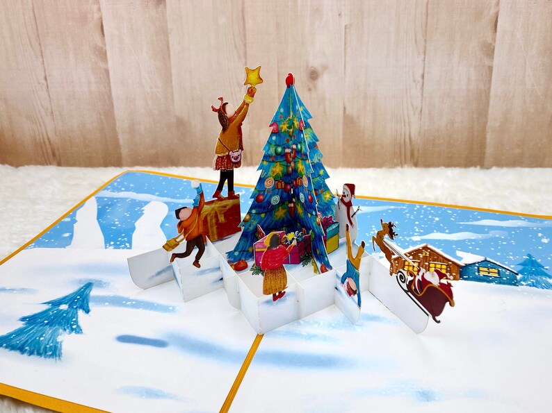 Christmas Fun, 3D Pop up Card, 3D Christmas Card, Watercolor Style ...