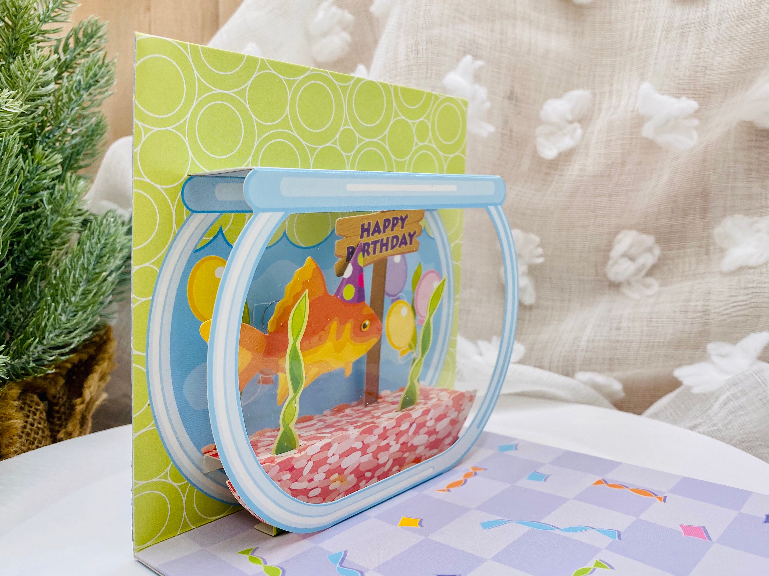 Fish Tank Pop up Card Birthday, Pop up Birthday Card, 3D Birthday Card ...