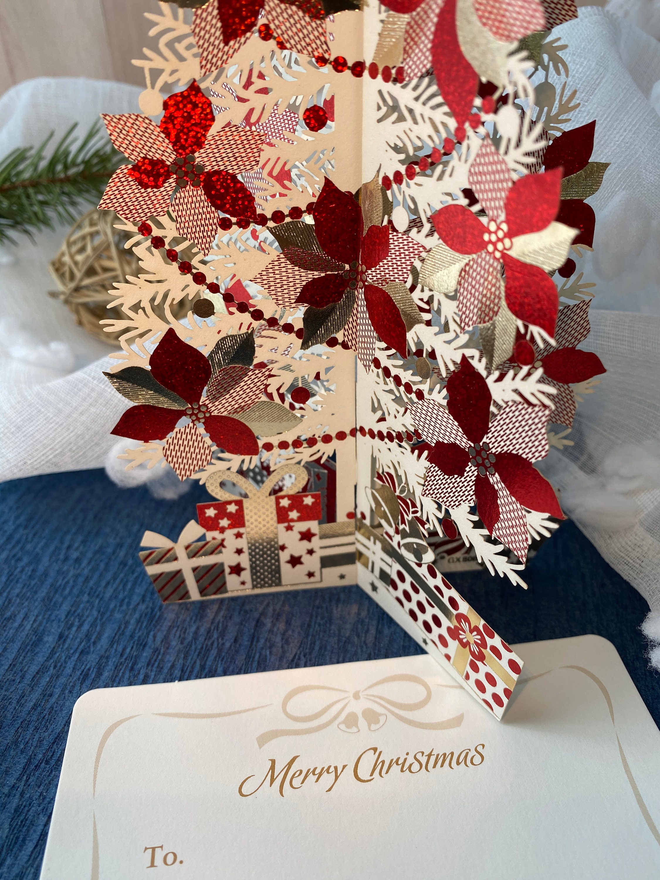 Pop up Christmas Card, 3D Christmas Card, Gold Foil Card,paper Cut ...