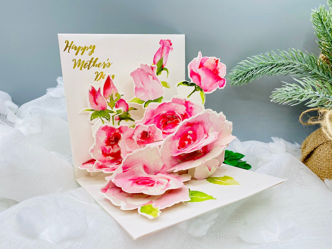 Roses for Mom, Flower Card, Pop up Card, 3D Card, Greeting Card ...