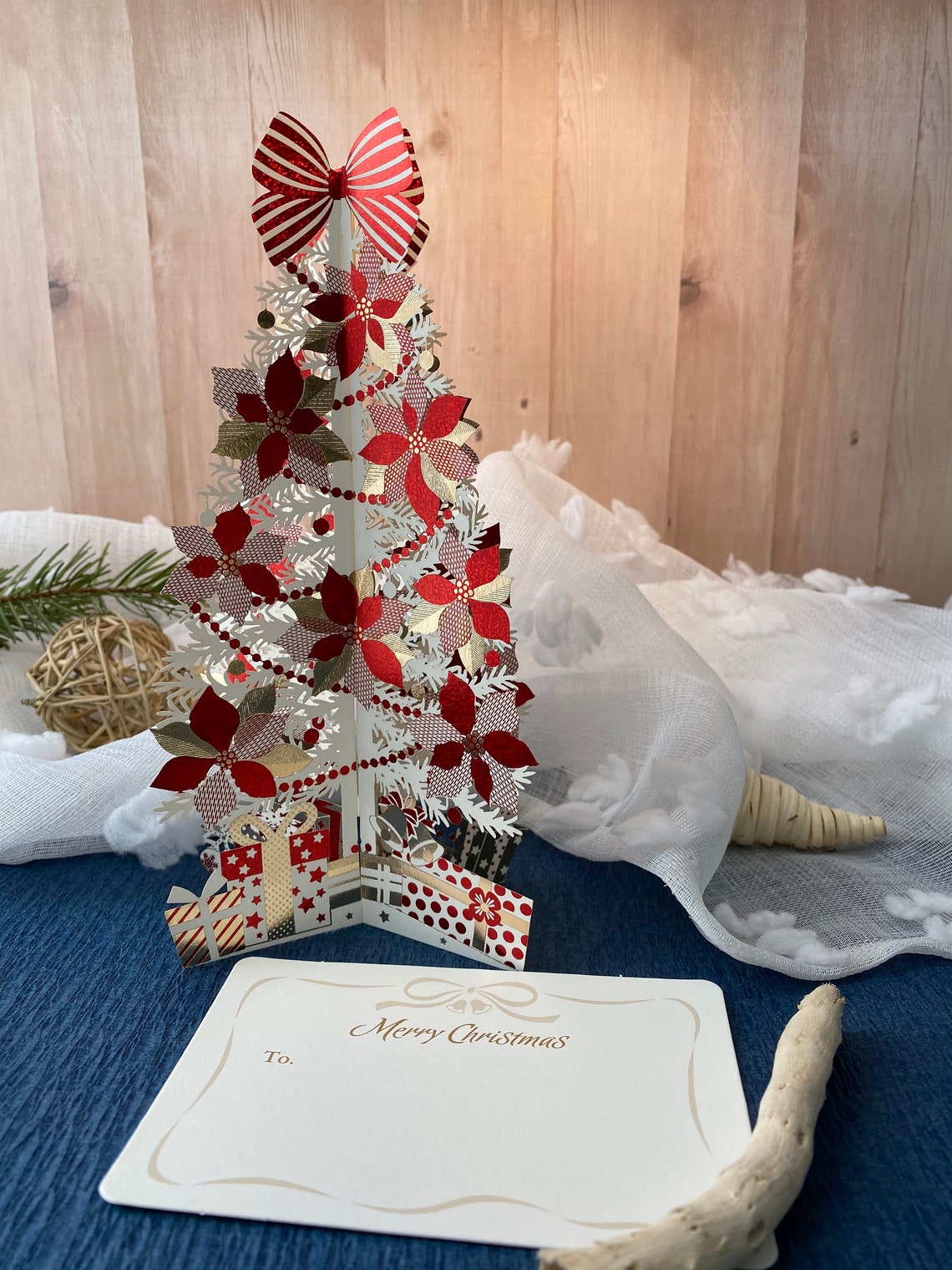 Pop up Christmas Card, 3D Christmas Card, Gold Foil Card,paper Cut ...