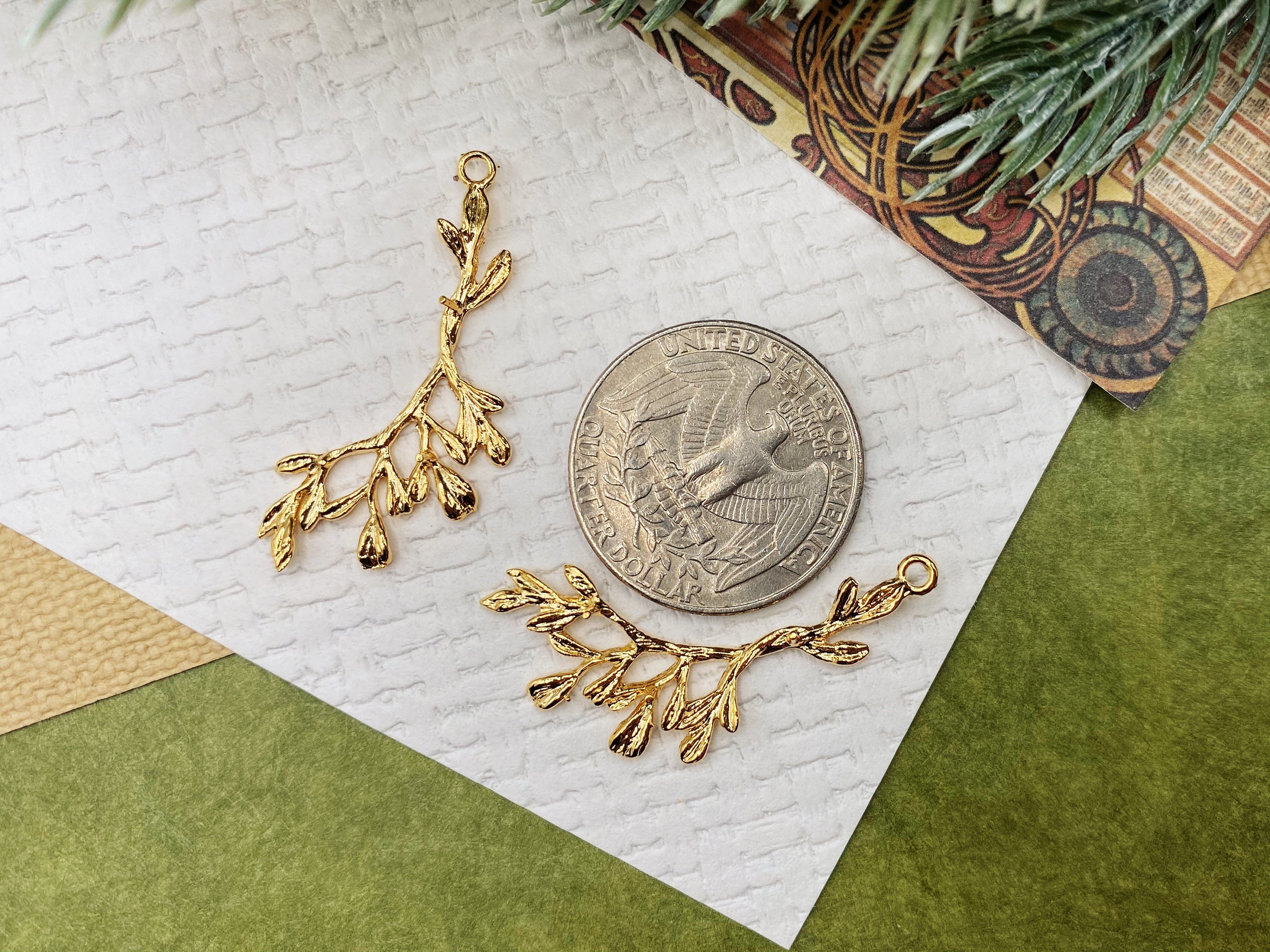 Olive Branch Charm Leaf Charm with pegs Earrings Charms | Etsy