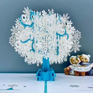 Snowflakes Tree, Pop up Christmas Card, 3D Christmas Card, Greeting ...