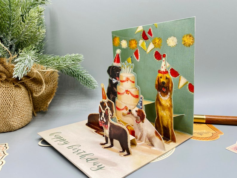 Dogs Pop up Birthday Cards, Pop up Birthday Card, 3D Birthday Card, Pop ...