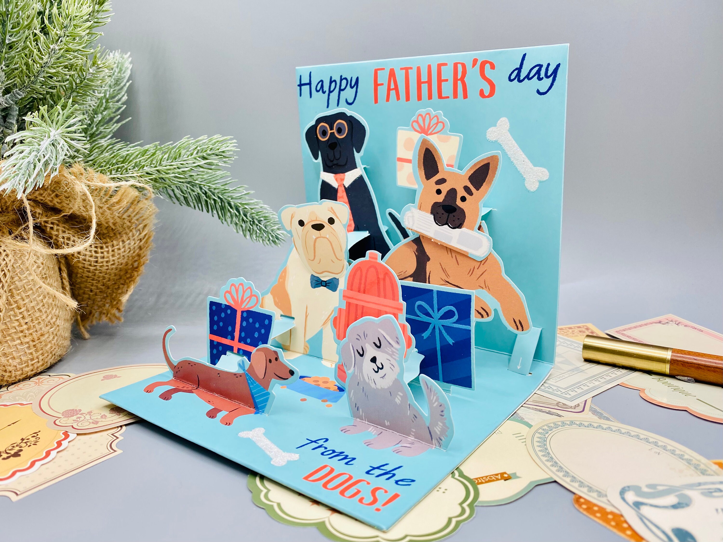From the Dogs, Dogs Pop up Card, Fathers Day Pop up Card, 3D Father's ...