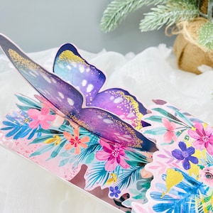 Butterfly, Flowers, Garden, Pop up Card, 3D Card, Anniversary Pop up ...