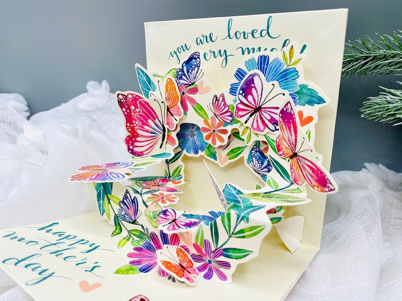Butterfly Wreath, Pop up Card Mothers Day, 3D Card, Pop up Card ...