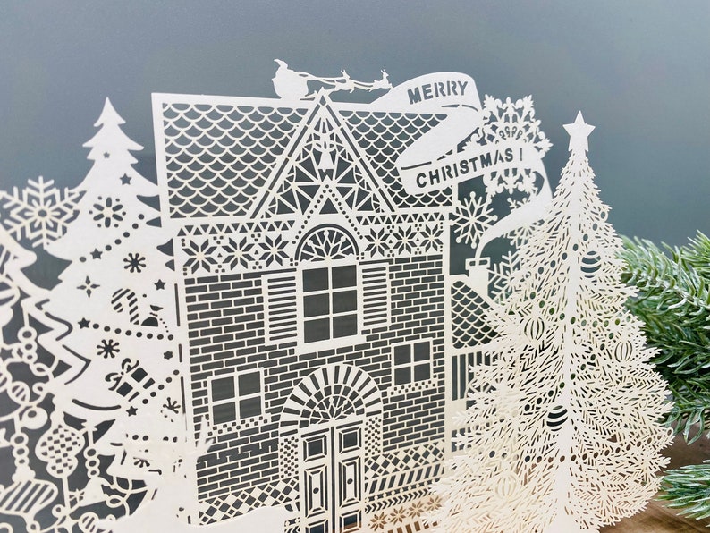 Christmas Paper Cut, 3D Pop up Christmas Card, Christmas Tree Card ...
