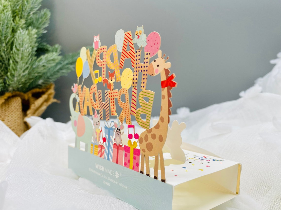 Animals Pop up Birthday Cards, Pop up Birthday Card, 3D Birthday Card ...