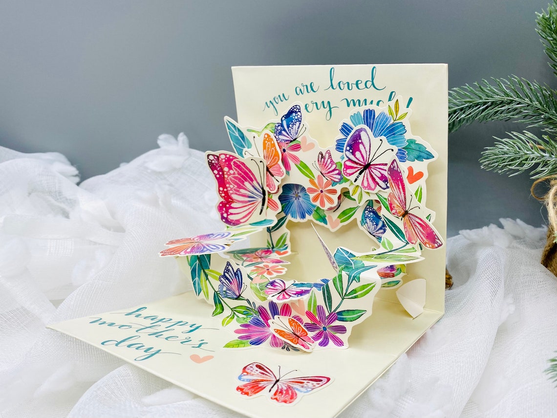 Butterfly Wreath Pop Up Card Mothers Day 3D Card Pop up | Etsy