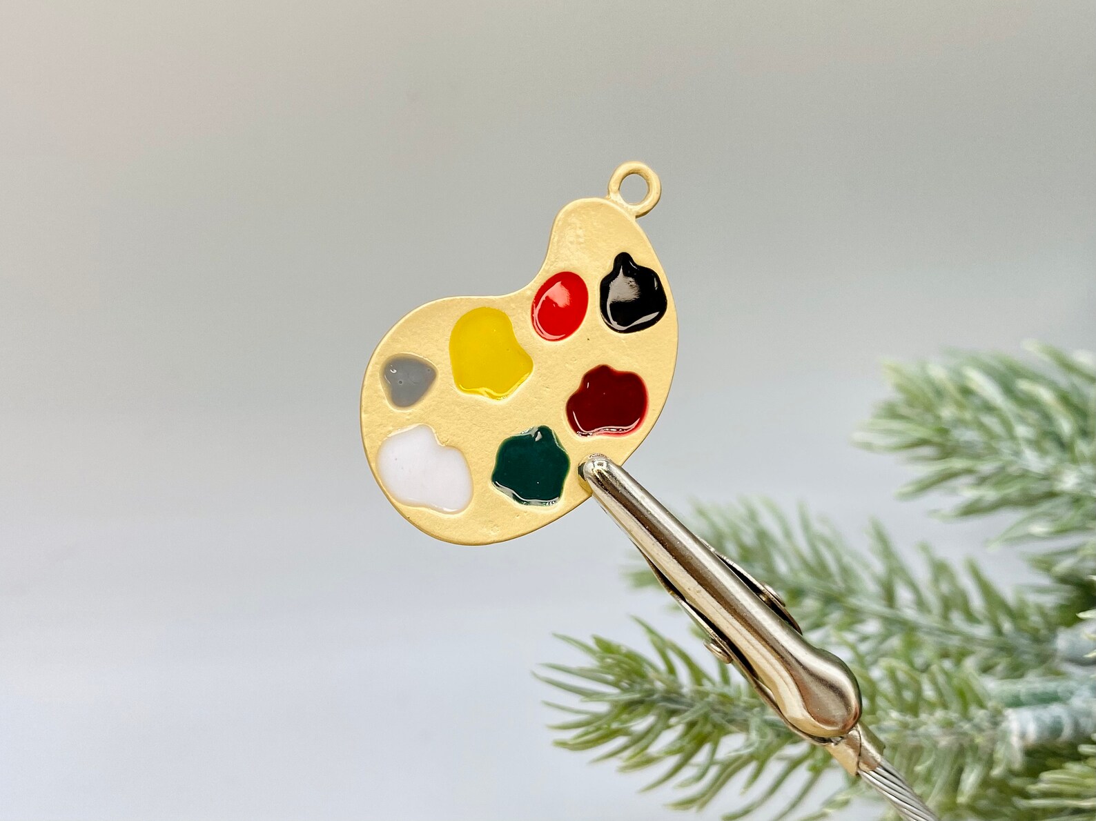 Enamel Charm Paintbrush Charm & Paint Pallet Charm Earring | Etsy