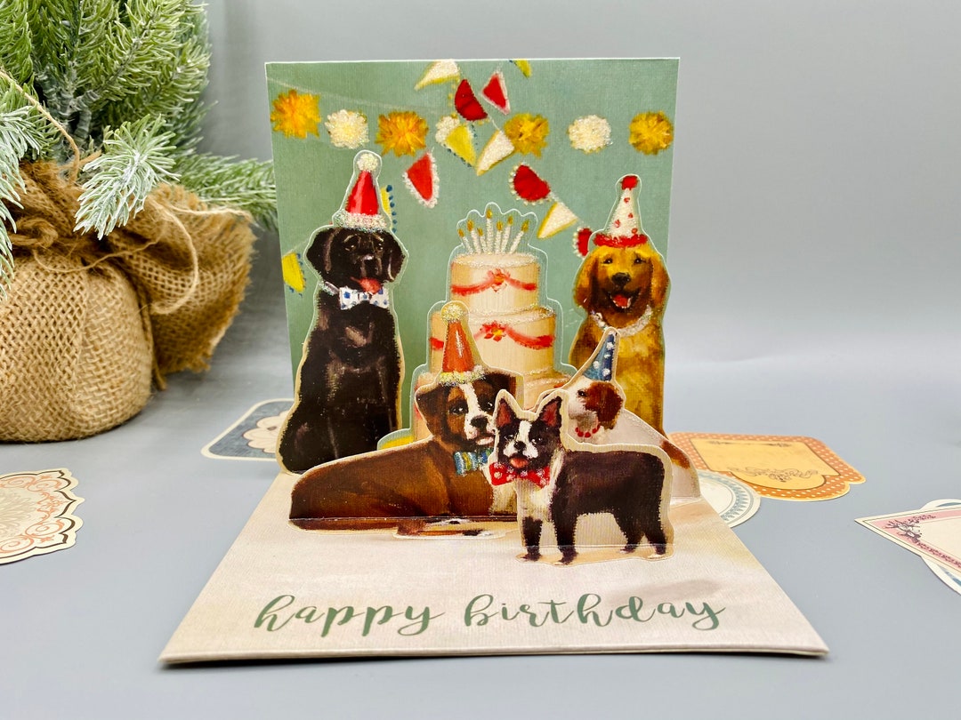 Dogs Pop up Birthday Cards, Pop up Birthday Card, 3D Birthday Card, Pop ...