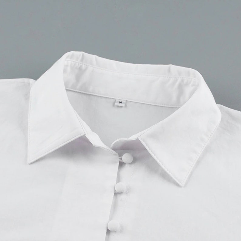 White Button up Shirt Women Cotton Long Sleeve Collar Blouse - Etsy