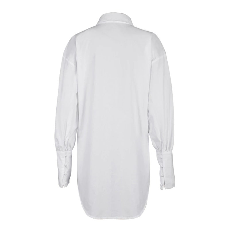 White Button up Shirt Women Cotton Long Sleeve Collar Blouse - Etsy