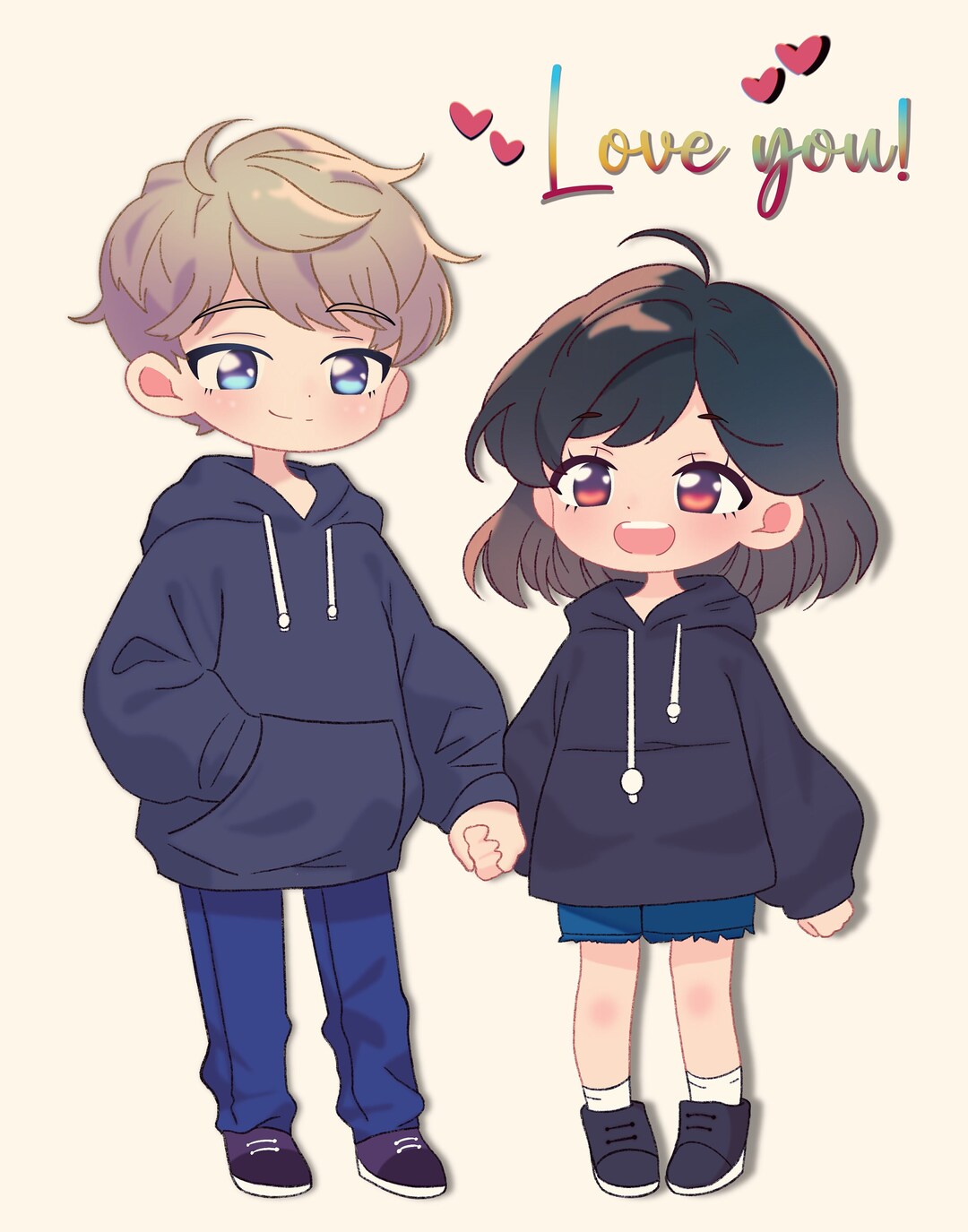 Adorable Custom Chibi Art, Chibi Couple, Portrait, Art, OC, DND - Etsy