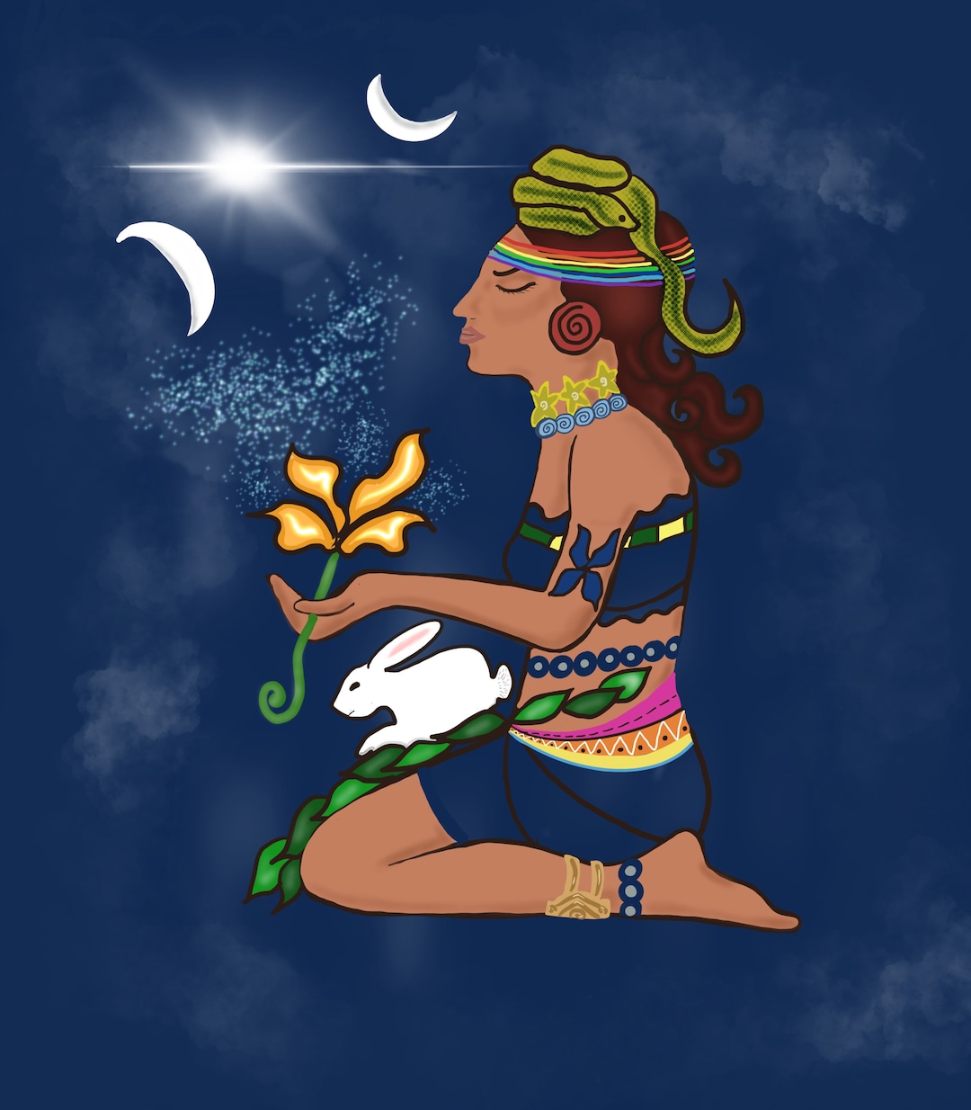 Mayan Goddess Ixchel Art Indigenous Wall Art Artwork - Etsy