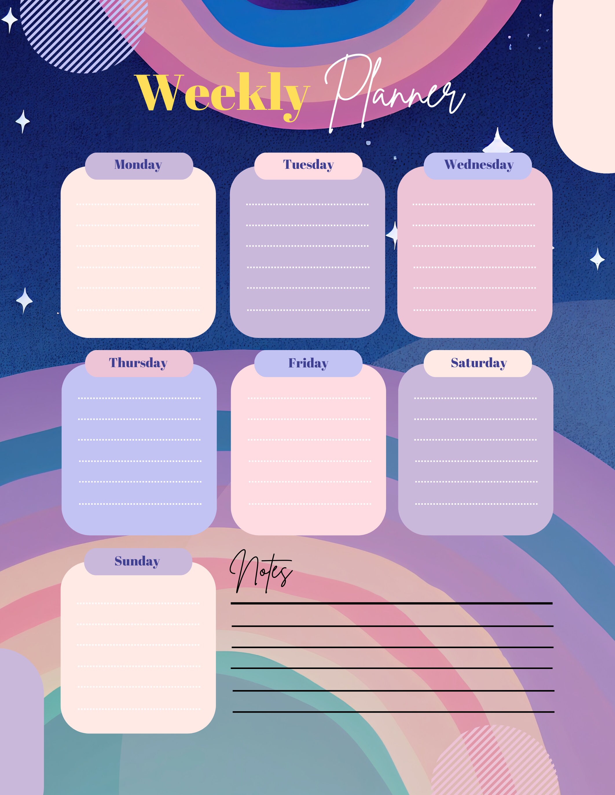 Cute Weekly Planneractivityschool - Etsy