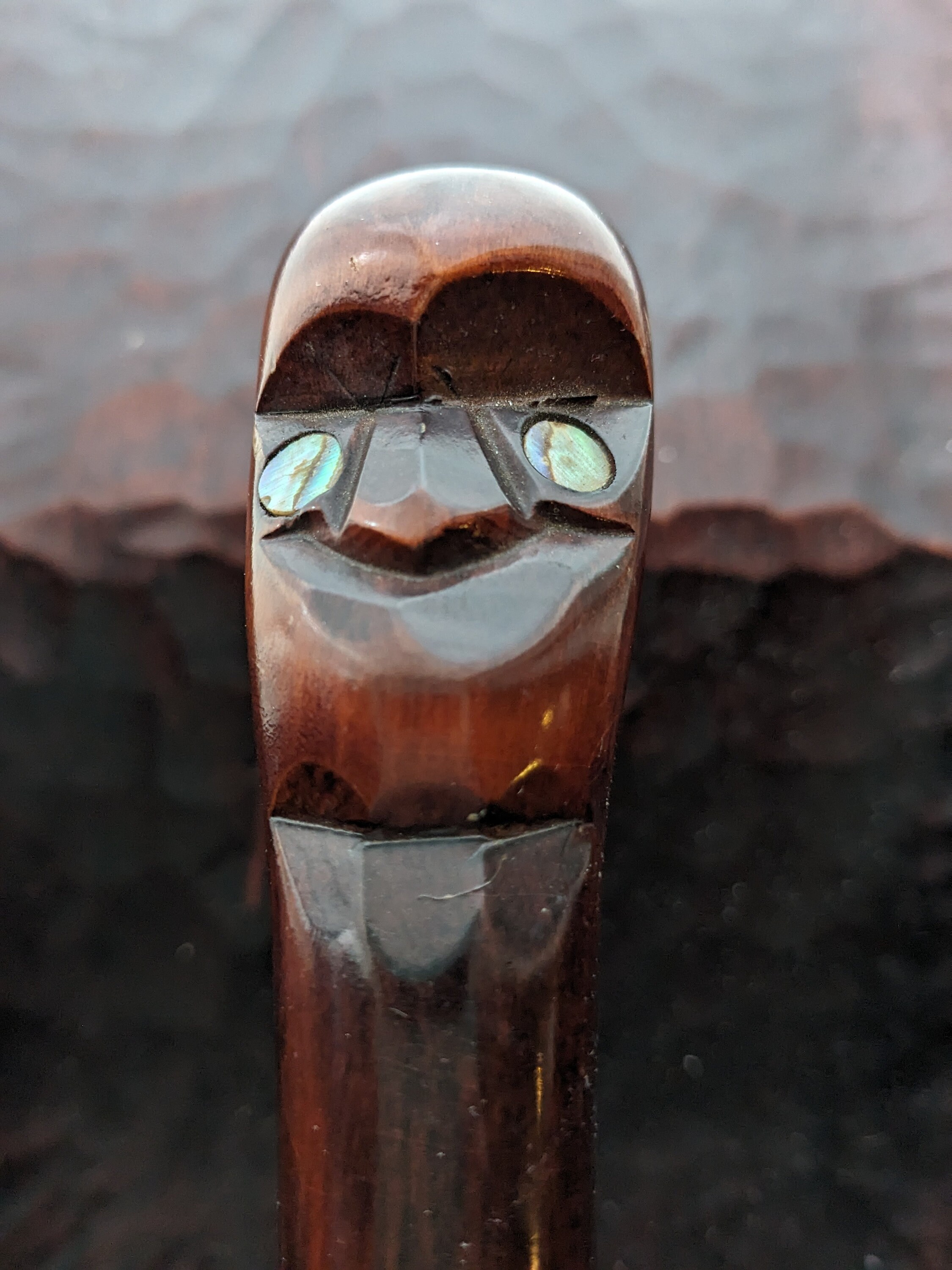 New Zealand Maori Baler for Canoe. Hand Carved Paua Shell Eyes. Solid ...