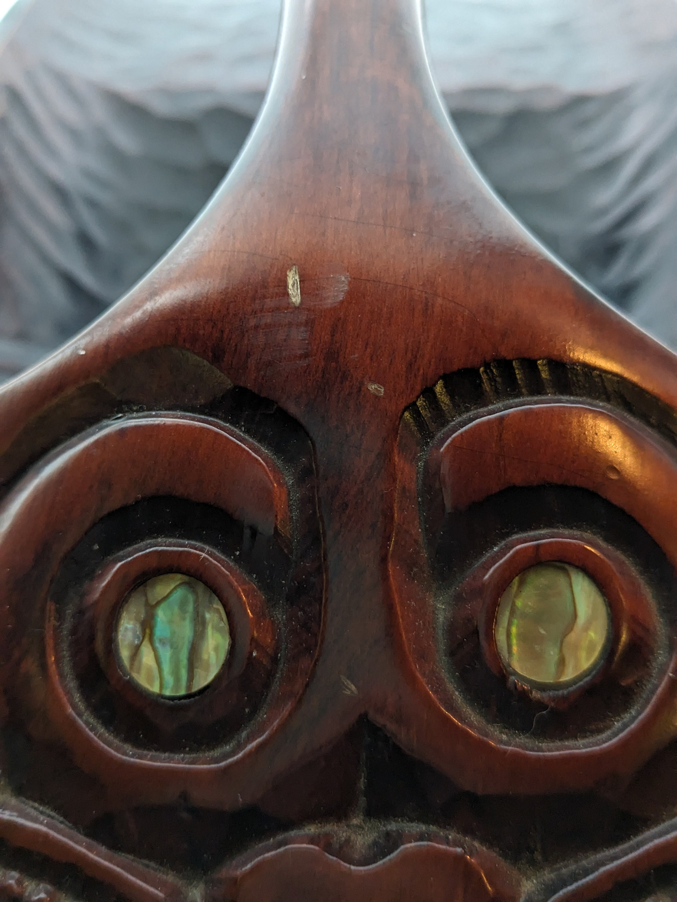 New Zealand Maori Baler for Canoe. Hand Carved Paua Shell Eyes. Solid ...