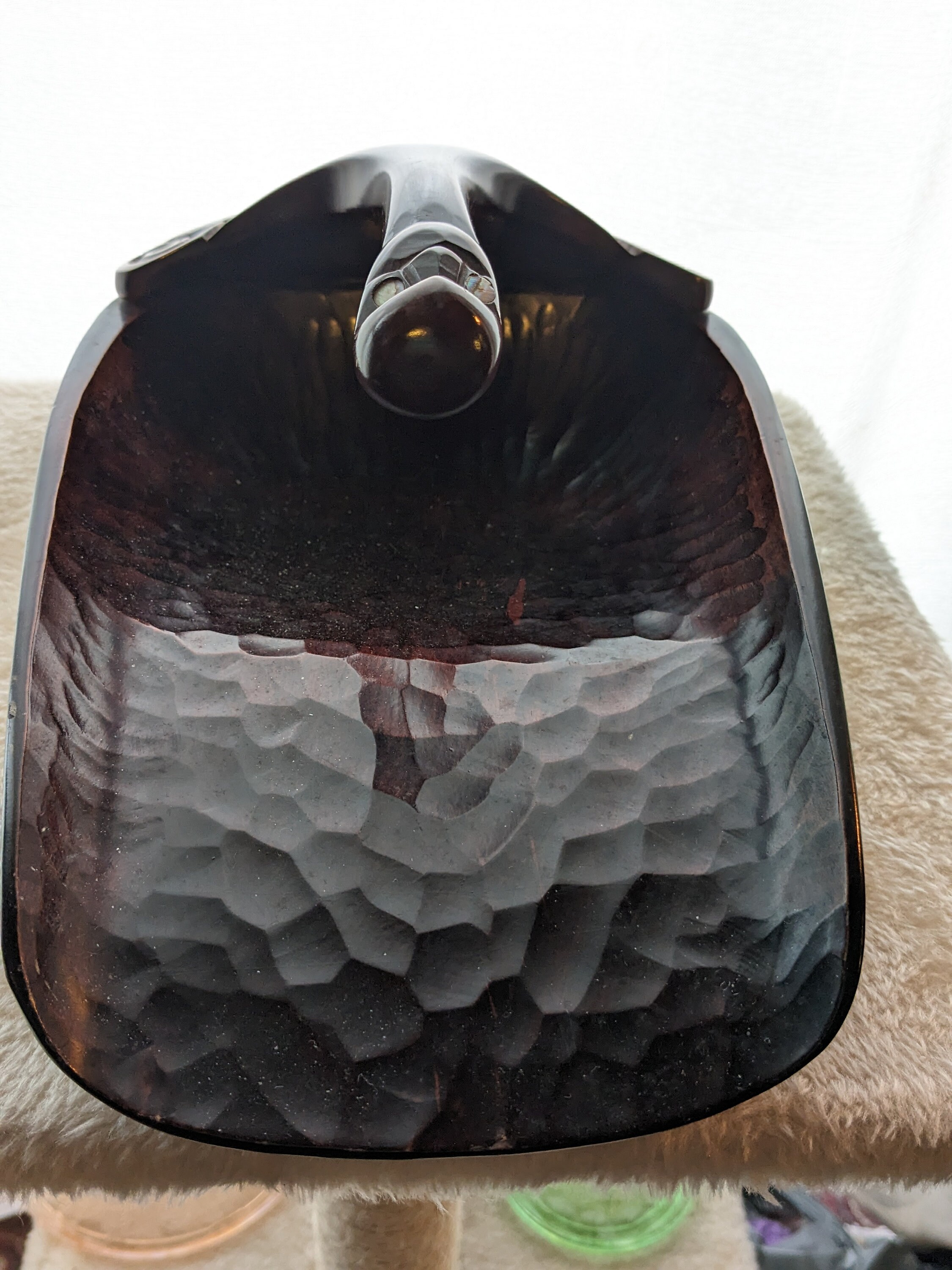 New Zealand Maori Baler for Canoe. Hand Carved Paua Shell Eyes. Solid ...
