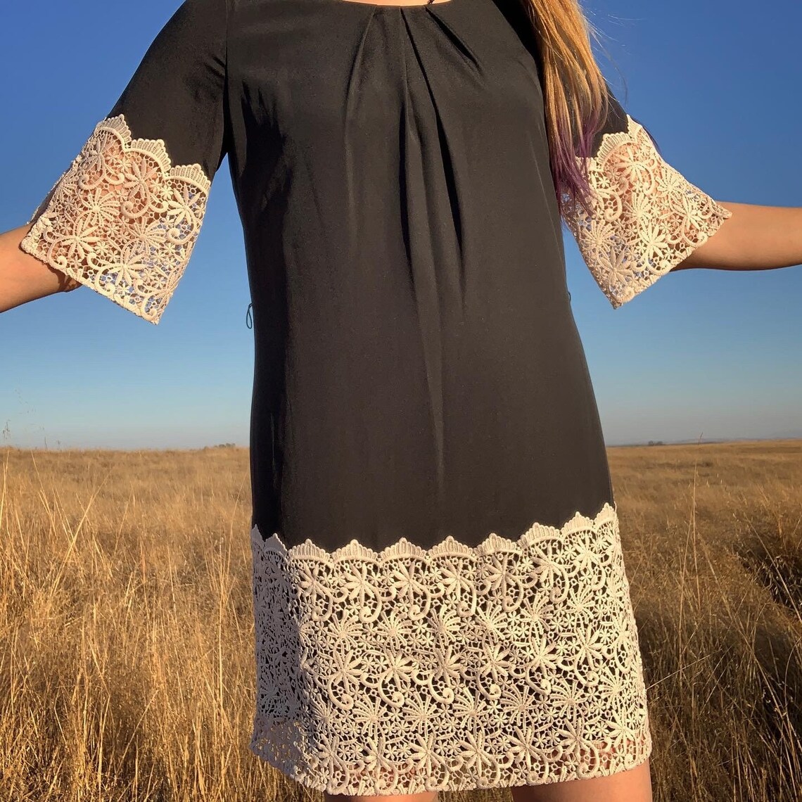 Gianni Bini Dress With Cream Crochet Lace - Etsy