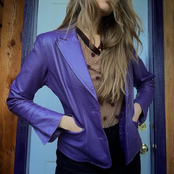 Dialogue the New Language of Style Violet Leather Jacket | Etsy