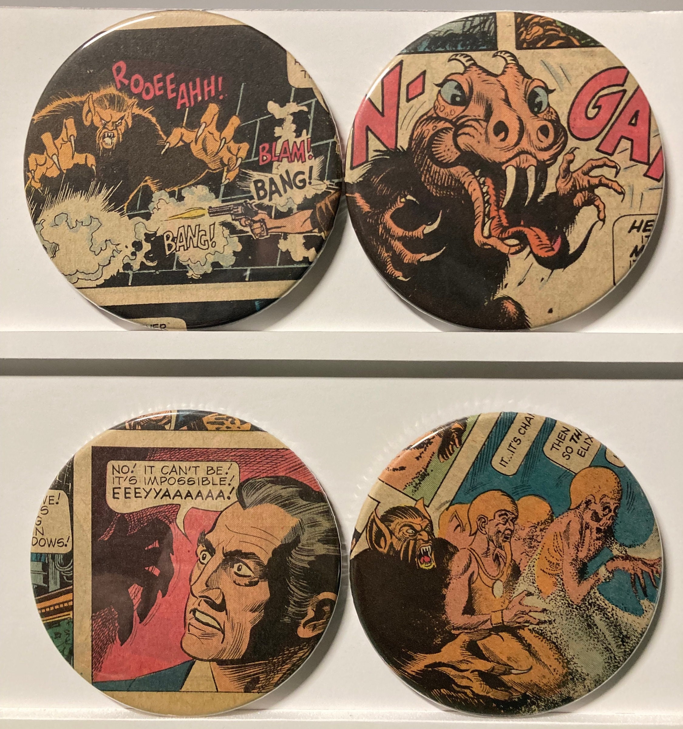 Vintage Recycled Comic Book Monster Coasters // Set of 4 - Etsy