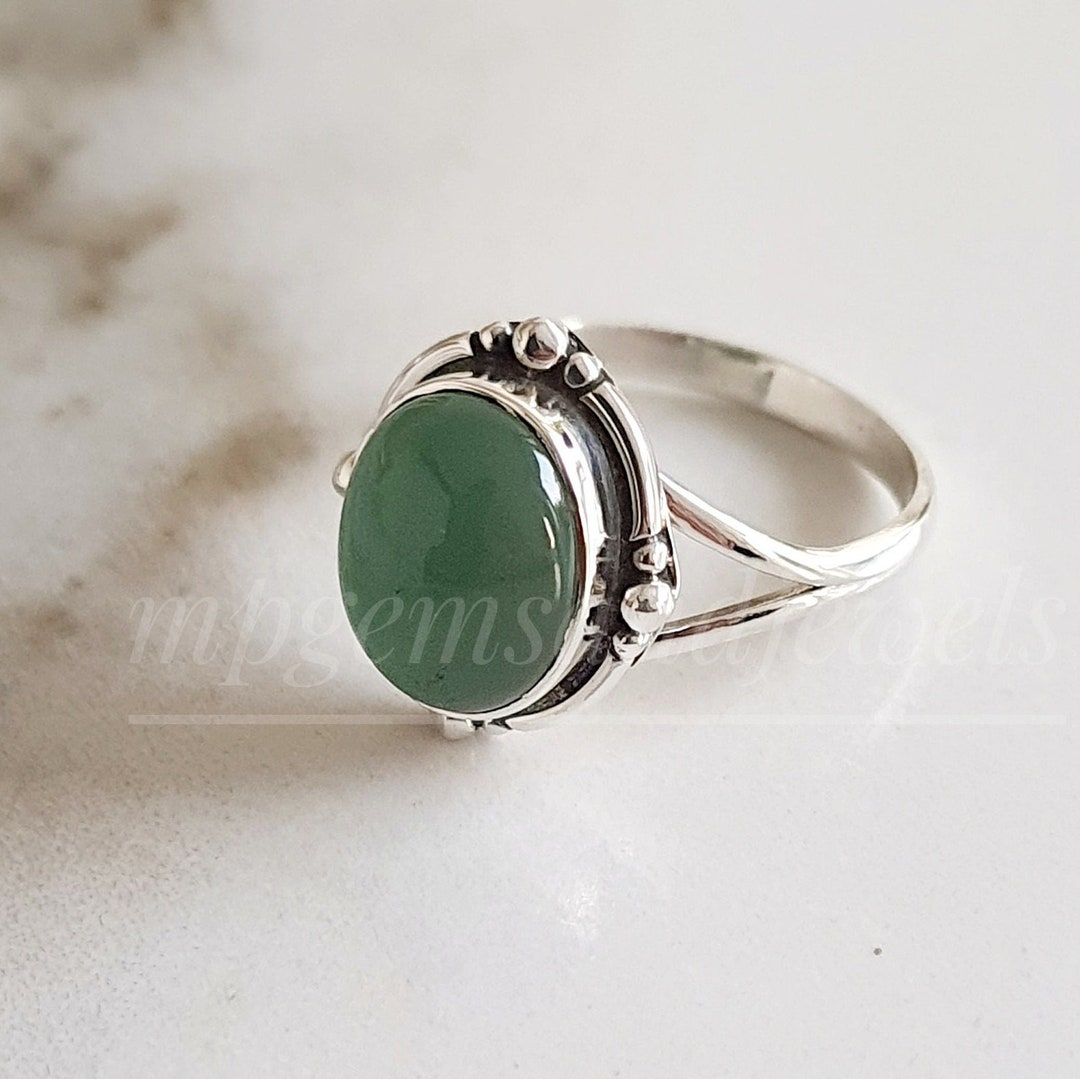 Green Aventurine Ringgreen Aventurine Jewelry 925 Sterling Silver ...