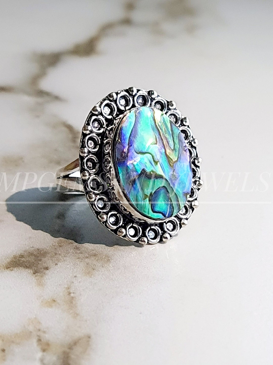 Abalone Shell Ring, Silverabalone Shell Ring-925 Solid Sterling Silver ...