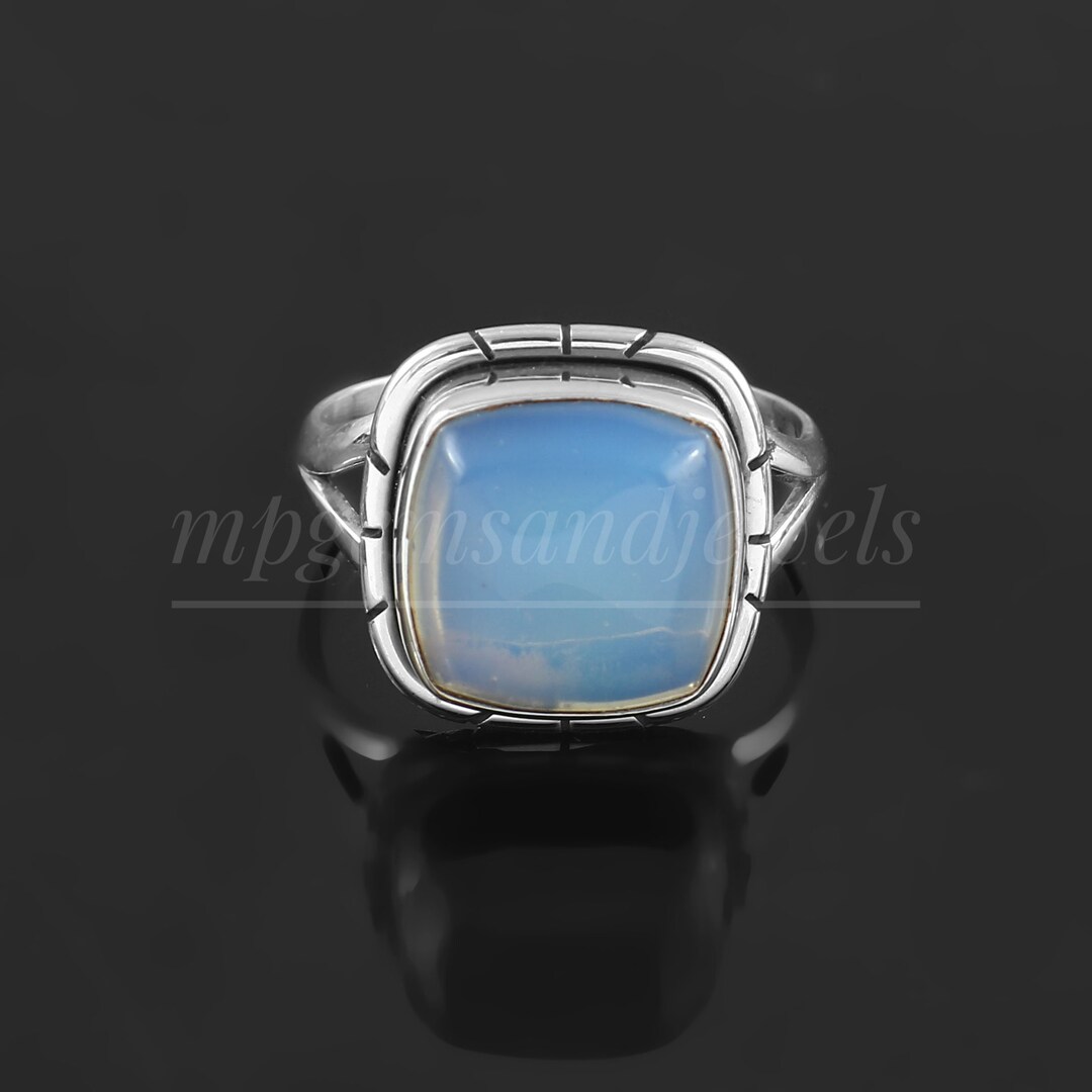 Water Opal Ring925 Sterling Silver Ringhandmade Ringwhite Blue Gemstone ...