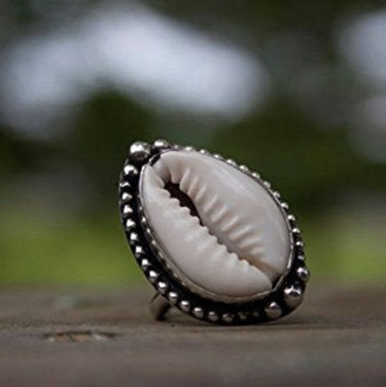 Triple Dotted Cowrie Ring Cowrie Shell Ring Beach Shell | Etsy