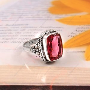 Pink Tourmaline Ring,925 Sterling Silver Ring, Handmade Ring, Pink ...