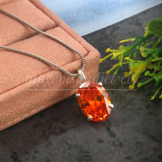 Orange Topaz Ring Necklace 925 Sterling Silver Handmade Jewelry Combo Set November Birthstone topaz Jewelry FREE CHAIN Vintage Jewelry Etsy