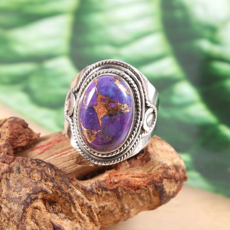 Prehnite Ring/purple Turquoise Ring 925 Sterling Silver Ring - Etsy