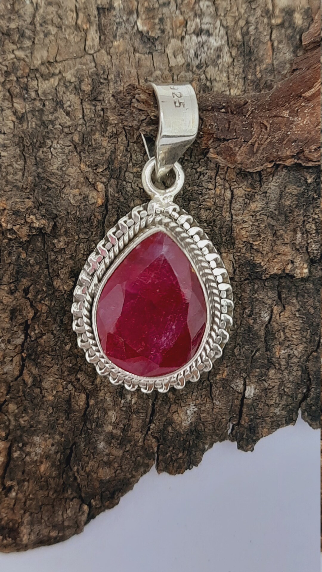 Handmade Natural Ruby Pendant • Sterling Silver Necklace, July ...