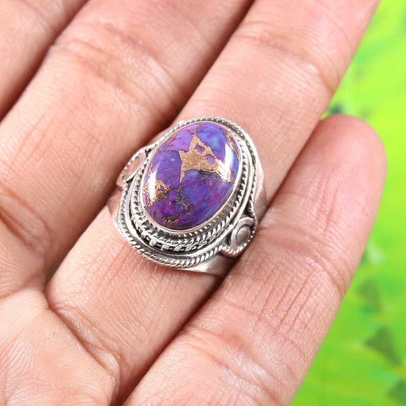 Prehnite Ring/purple Turquoise Ring 925 Sterling Silver Ring - Etsy