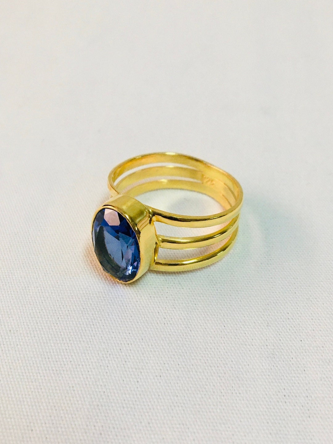 Natural Iolite Ring | 925 Silver Rings | Art Deco Ring | Blue Gemstone ...