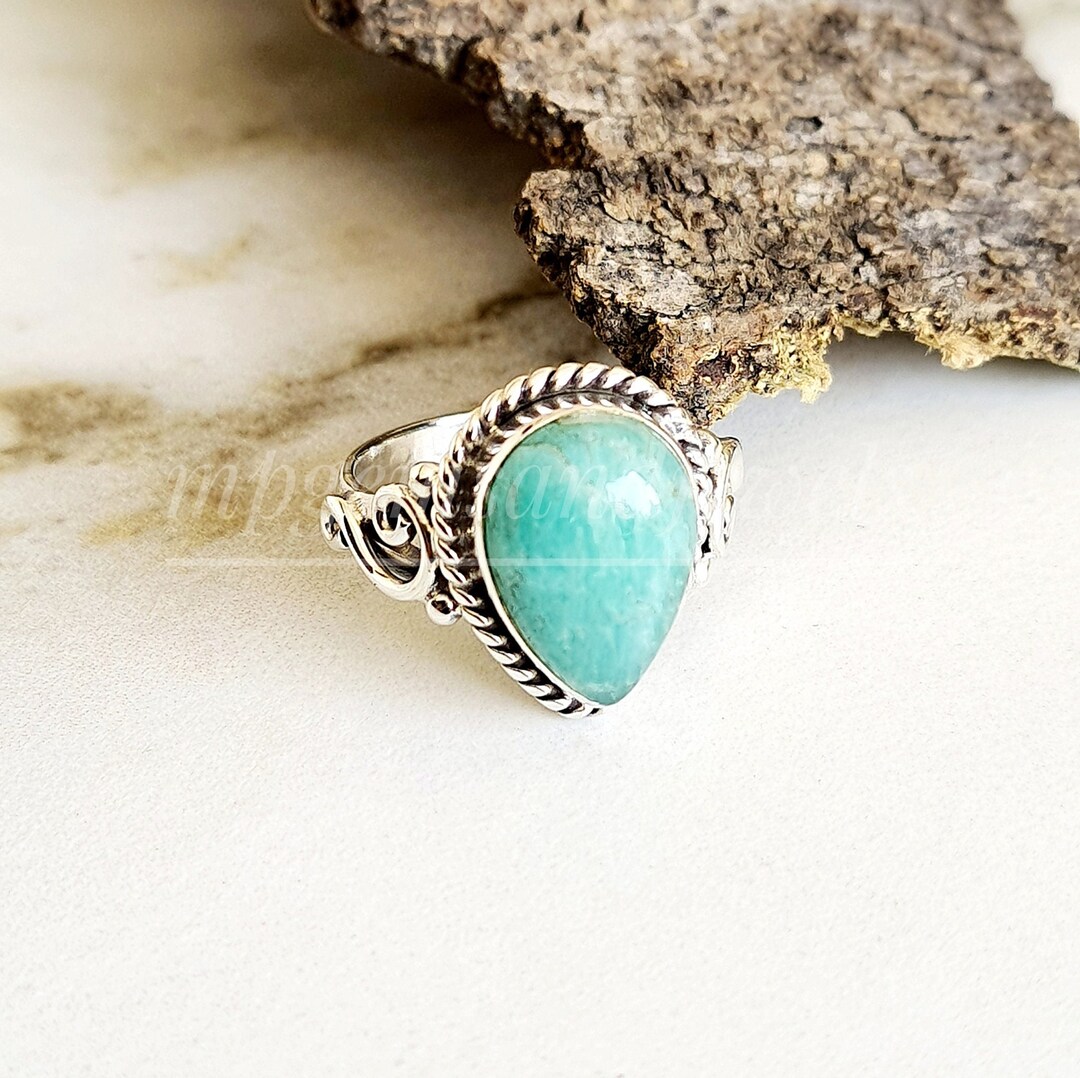Amazonite Ring, 925 Solid Sterling Silver Ring, Amazonite Jewelry ...