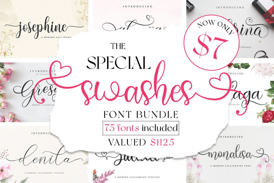 The Swashes Font Bundle | Cricut | Fonts | Script Font | Romantic - Etsy